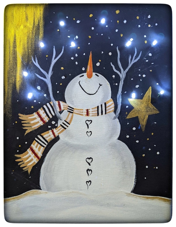 Starlit Snowman with Led Lights PAINTING KIT With Online | Etsy