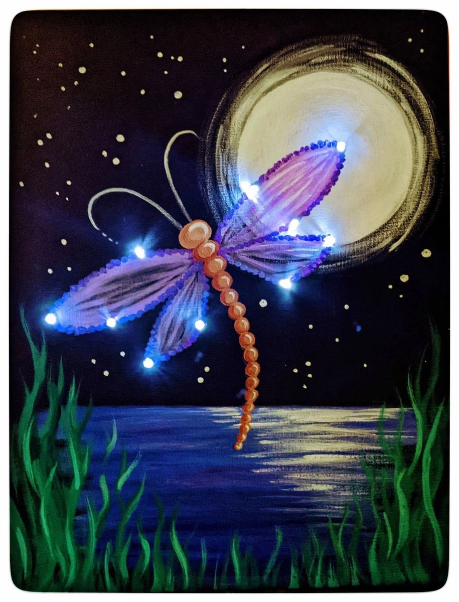 Moonlit Dragonfly (with LED Lights) PAINTING KIT With Online Tutorial ...