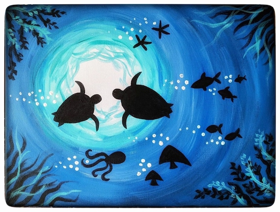 Under the Sea Painting Kit With Online Tutorial FAMILY PAINT | Etsy