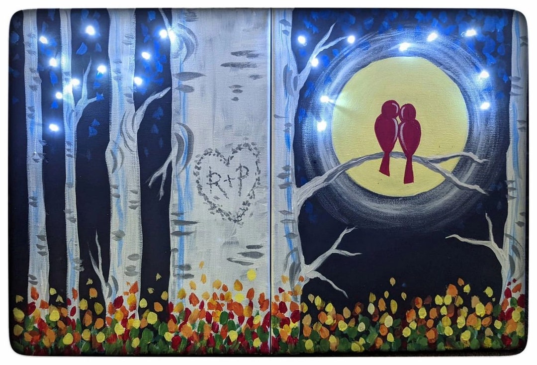 Fall in Love DATE NIGHT Paint and Sip Kit With LED Lights! - Etsy