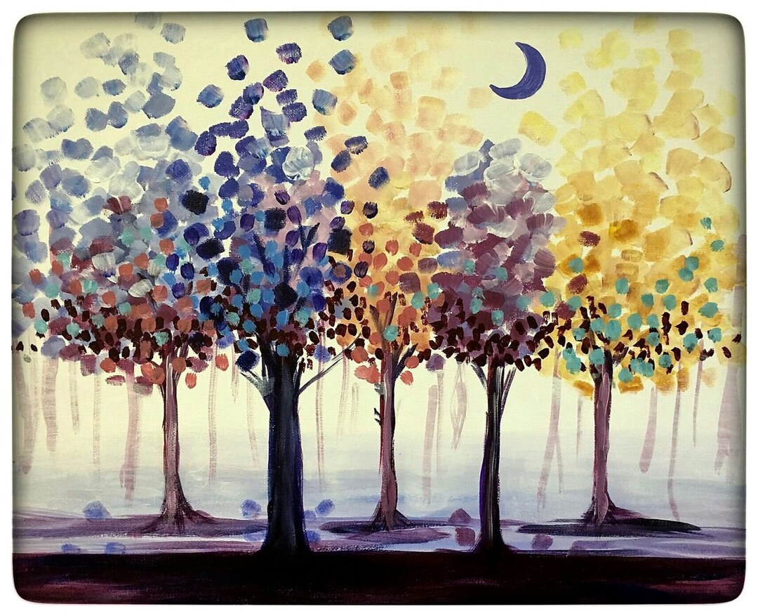 Twilight Trees at Dusk PAINTING KIT With Online Tutorial - Etsy