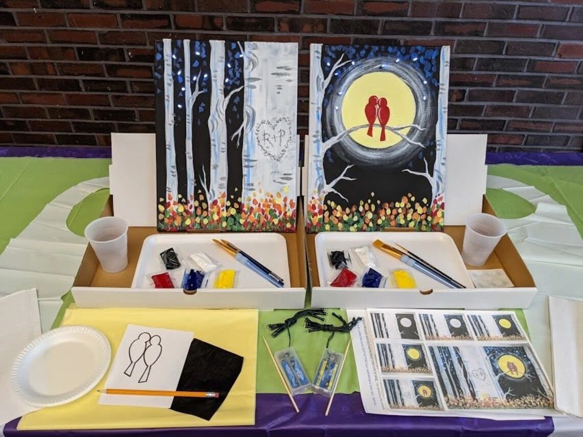 Fall in Love DATE NIGHT Paint and Sip Kit With LED Lights! - Etsy