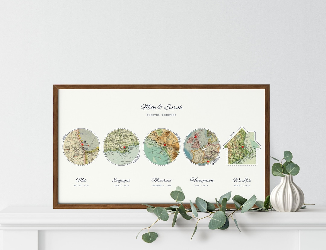 Custom Map Print 5 Locations | Personalized Custom Map Poster Family ...