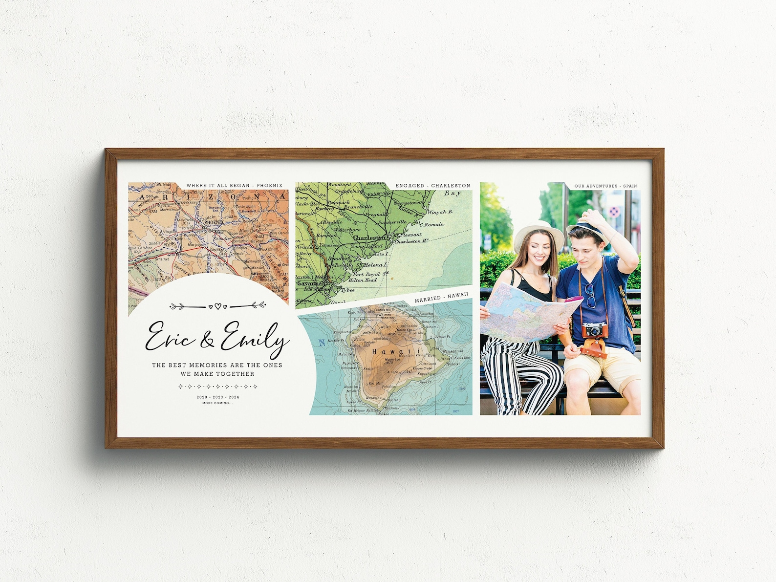 Custom Couples Travel Map Art Print Engagement, Wedding Gifts ...