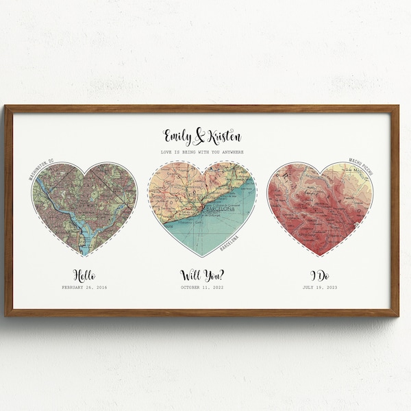 Heart Map Art - Etsy