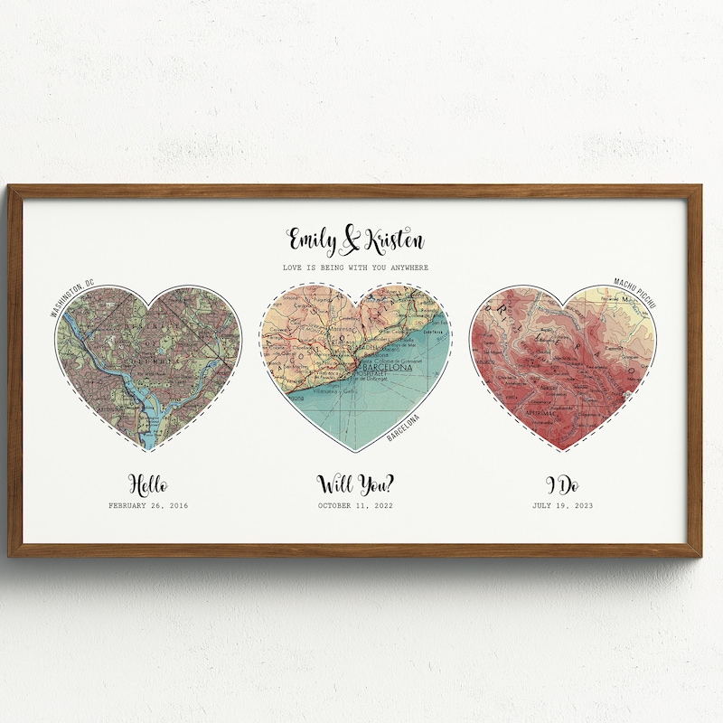 Map Hearts - Etsy