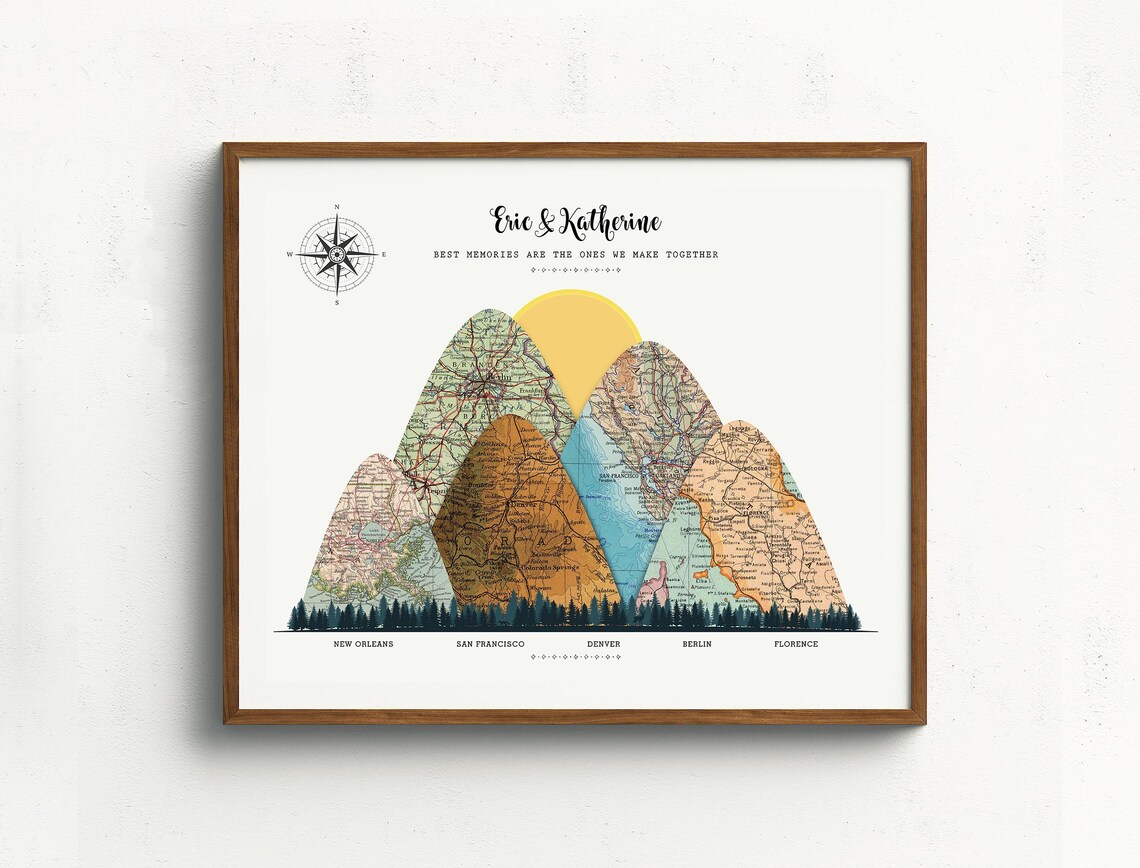 Couple Anniversary Travel Map | Personalized Adventure Map 3 - 15 ...