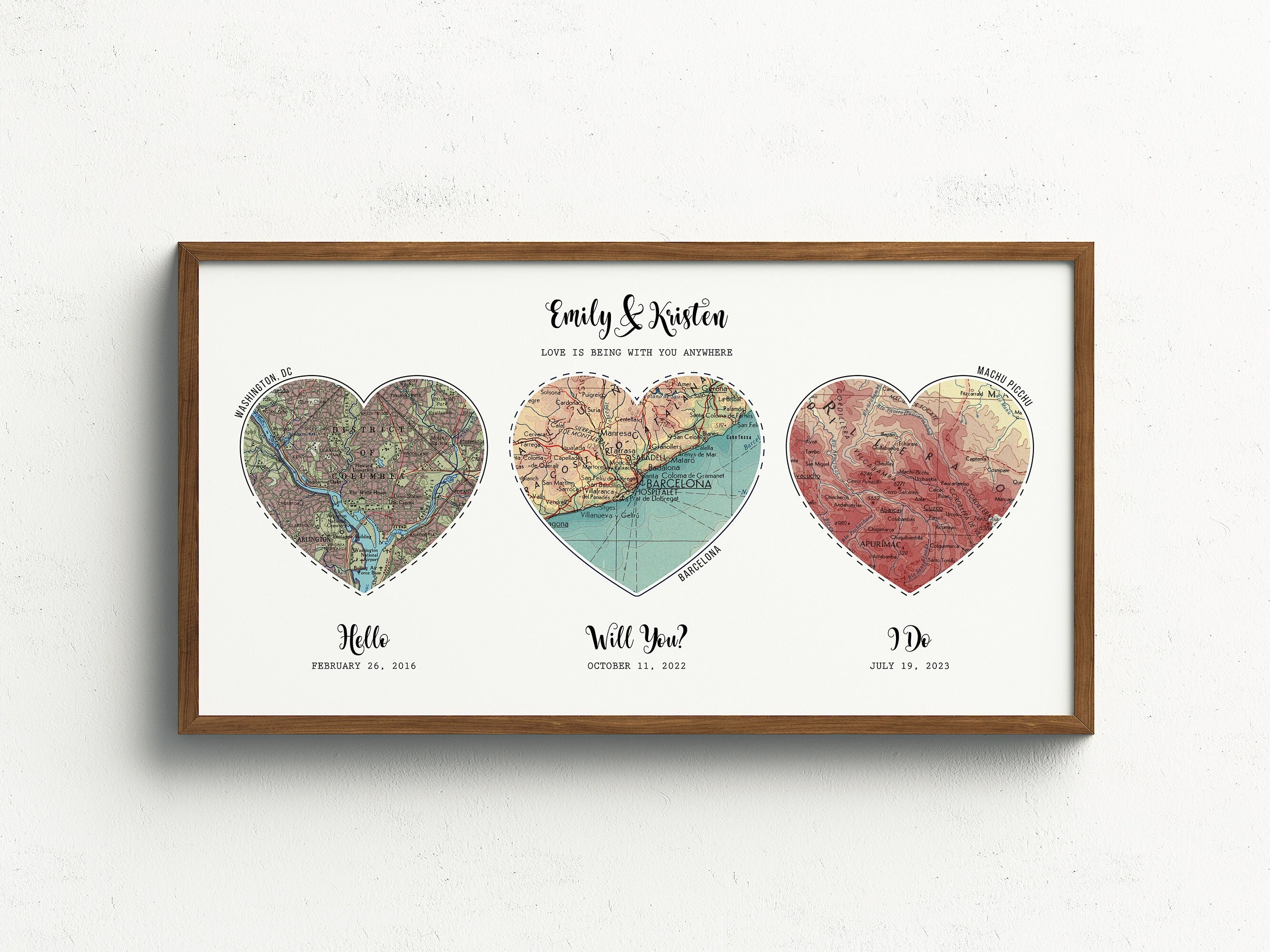 3 Location Adventure Map for Boyfriend, Paper Anniversary Gifts for Men ...