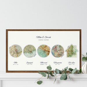 Personalized Couples Travel Map Art, Unique Wedding, Engagement ...