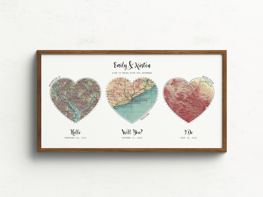 Custom Couple's Journey Map Prints From Our First Meeting to Our ...
