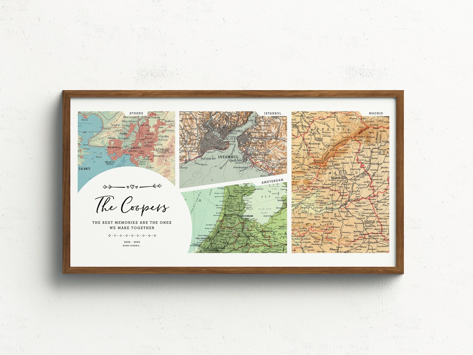 Custom Couples Travel Map Art Print Engagement, Wedding Gifts ...