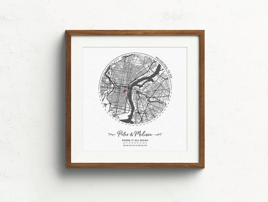Personalised Heart Map, Heart Map Print, Paper Anniversary Gift, Map ...