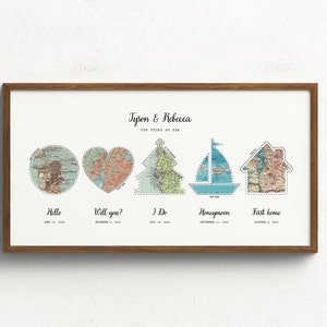 6 Locations Couple Travel Map Prints | Personalized Travel Map Poster ...