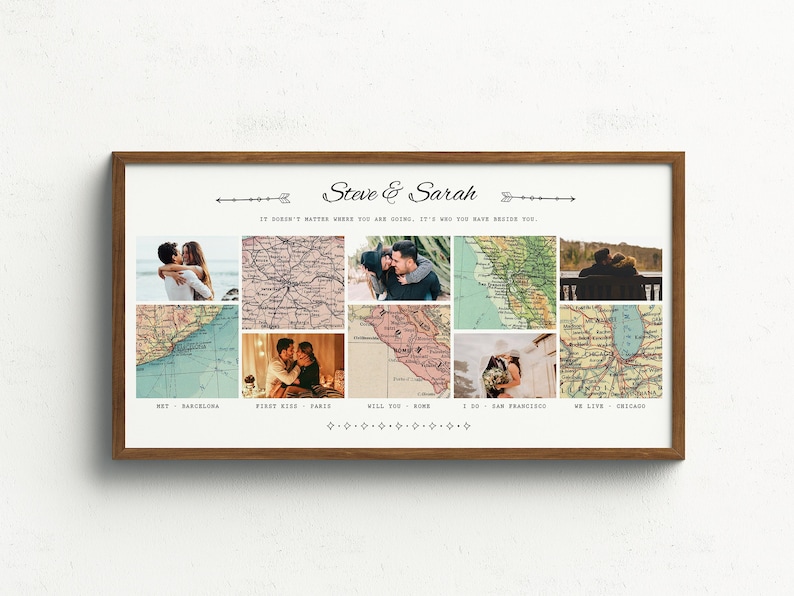 Custom Couples Travel Map Art Wedding Gifts | Personalised Anniversary ...