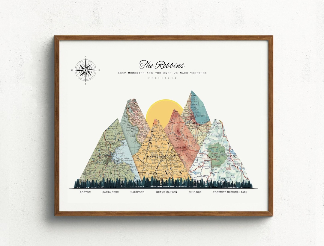 Personalised Adventure Map Wall Art | Perfect Couple Gift | Custom ...