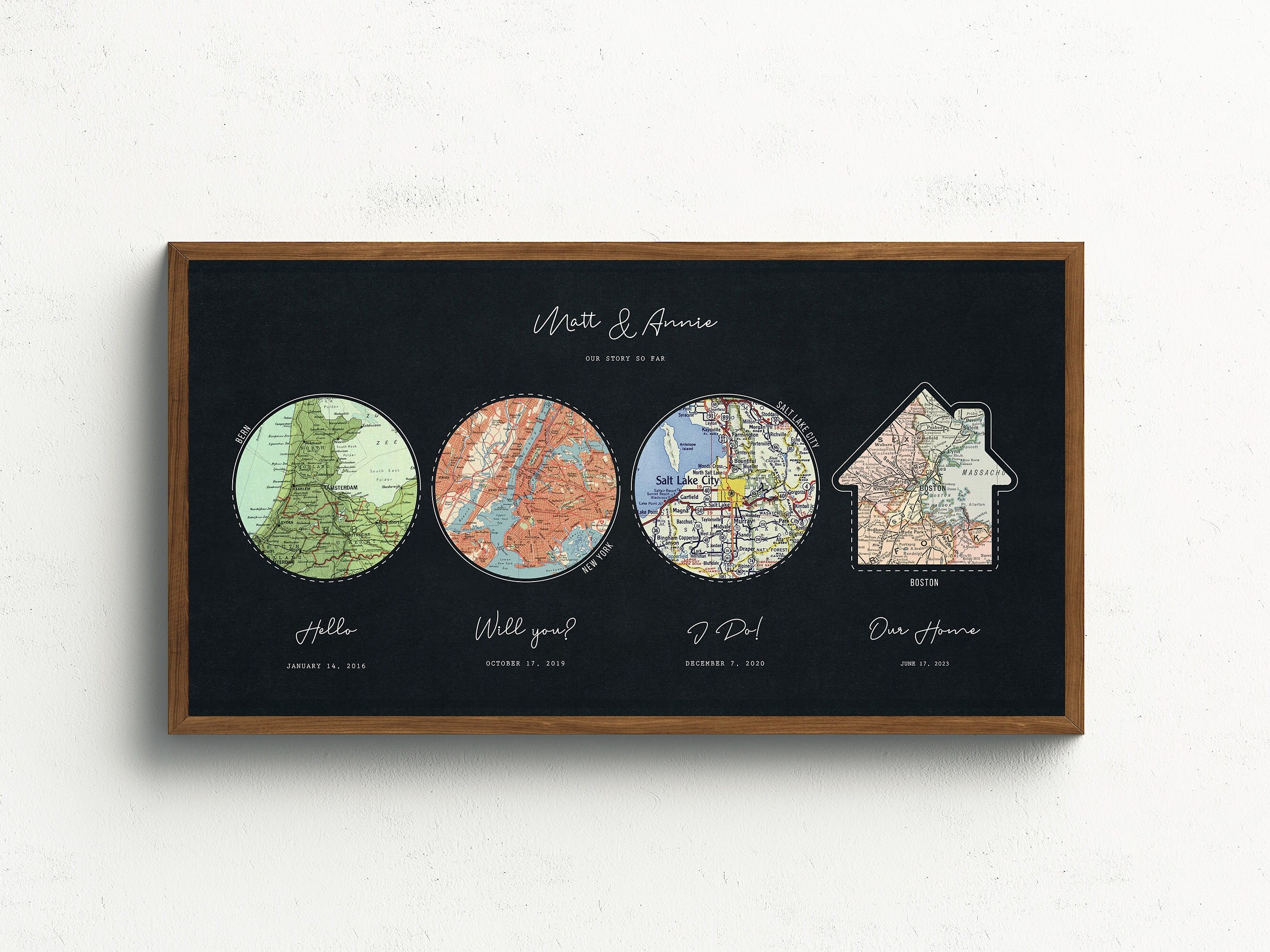 Custom Map Print 5 Locations | Personalized Custom Map Poster Family ...