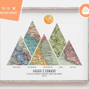 Custom Travel Map Anniversary Map Memories Anniversary Gift Mountain ...
