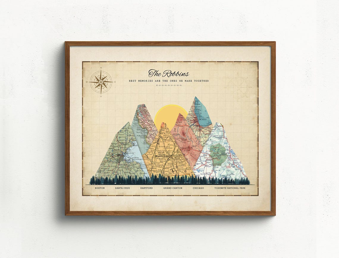Couple Anniversary Travel Map | Personalized Adventure Map 3 - 15 ...