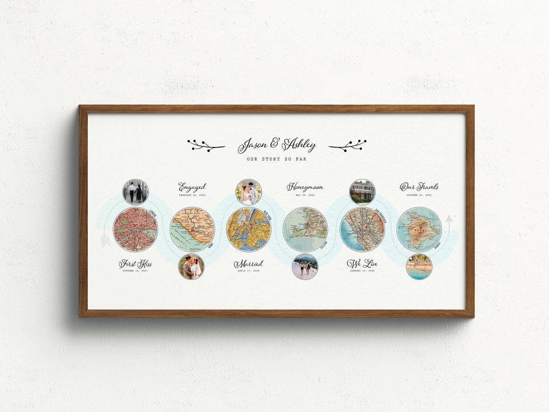 Custom Travel Map Print, Engagement Map Gift, Couple Family Travel ...