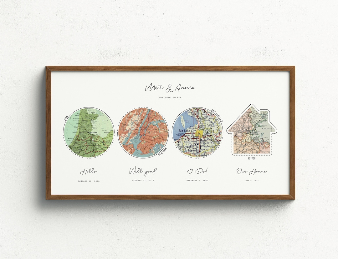 Our Family Story Map | Our Love Story Couple Map Print | Personalized 4 ...