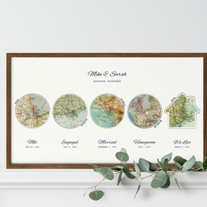 6 Locations Couple Travel Map Prints | Personalized Travel Map Poster ...