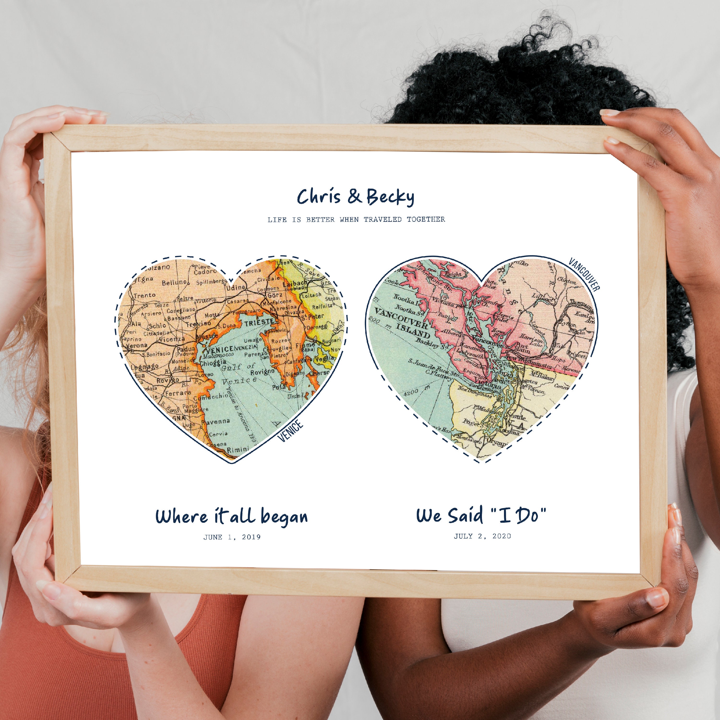 1-10 Personalized Couple Maps Anniversary Gift for Couples - Etsy