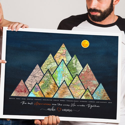 Personalized Adventure Map for Couple Wedding Mountains - Etsy