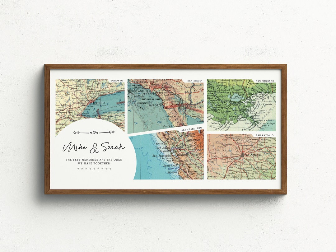 Travel Map for Couples | Personalized Adventure Travel Map Print 3 to 7 ...