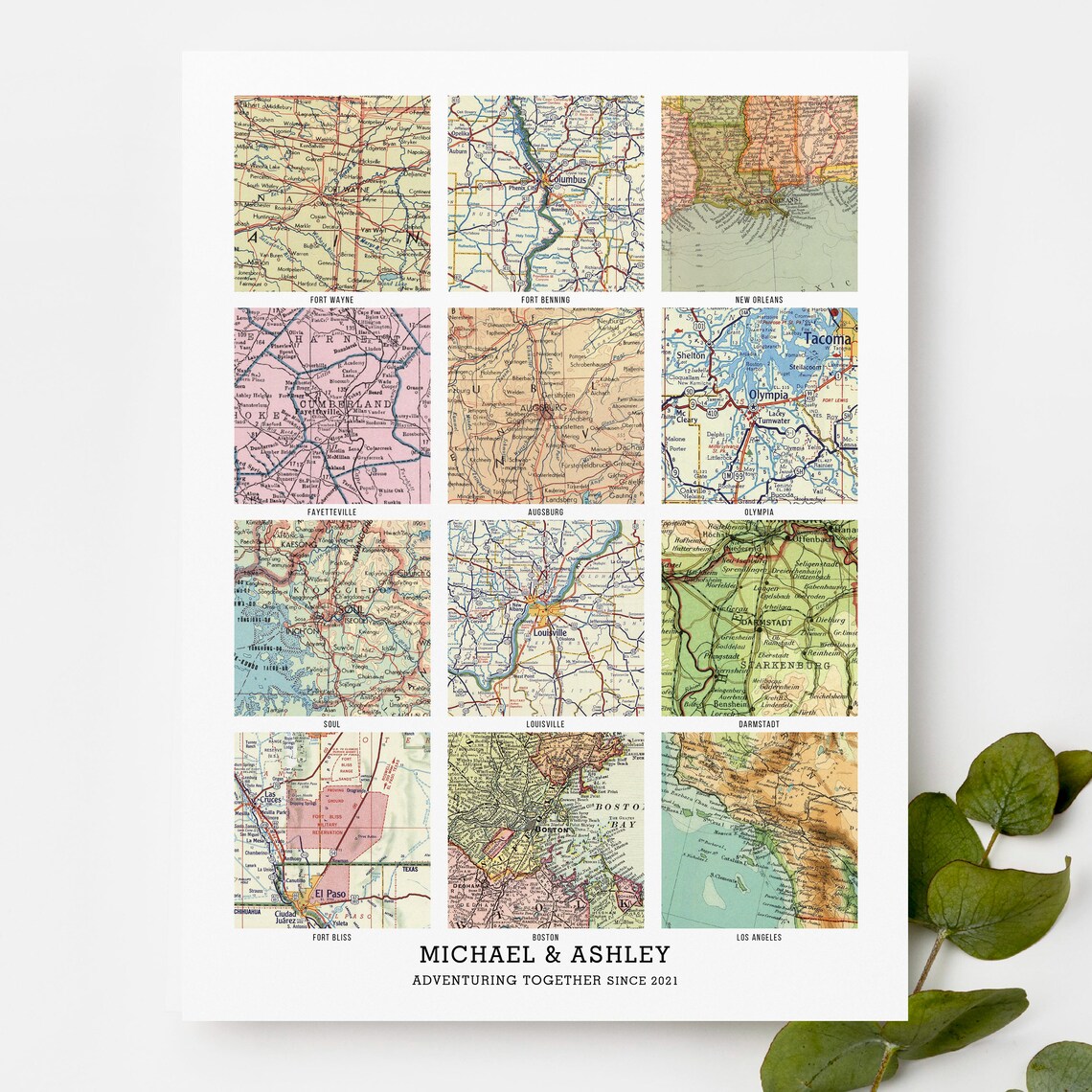 Couple Photos With Maps | Personalized Travel Art for Couple Map Prints ...