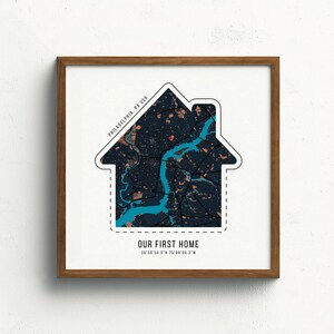 Personalized Housewarming Gift, Custom Home Map, First Time Home, First ...