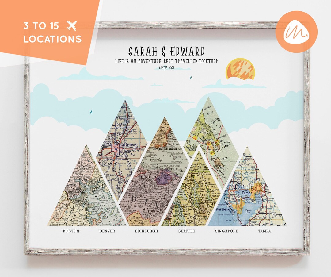 Custom Travel Map Anniversary Map Memories Anniversary - Etsy