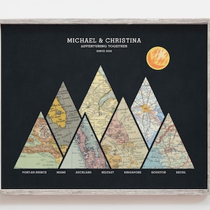Custom Travel Map Anniversary Map Memories Anniversary Gift Mountain ...