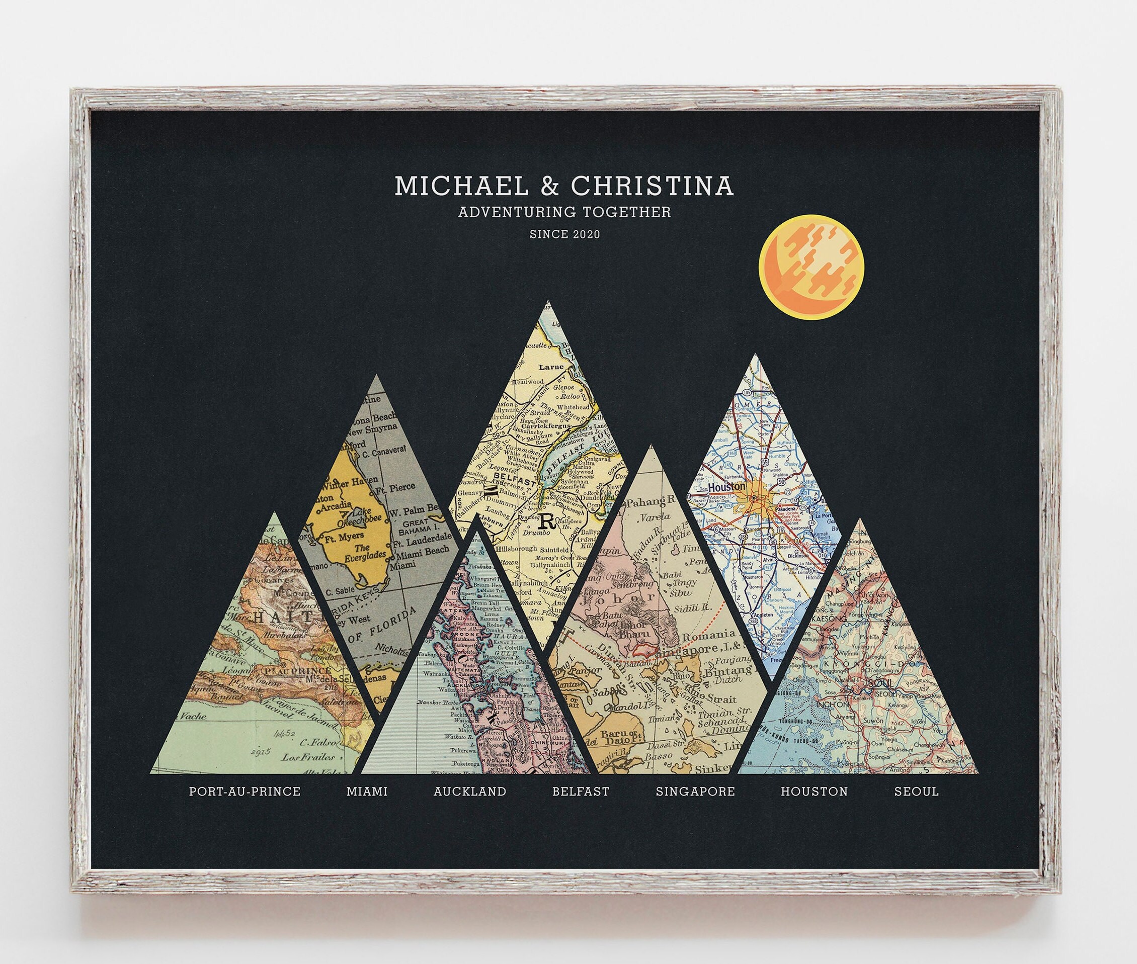 Custom Travel Map Anniversary Map Memories Anniversary Gift Mountain ...