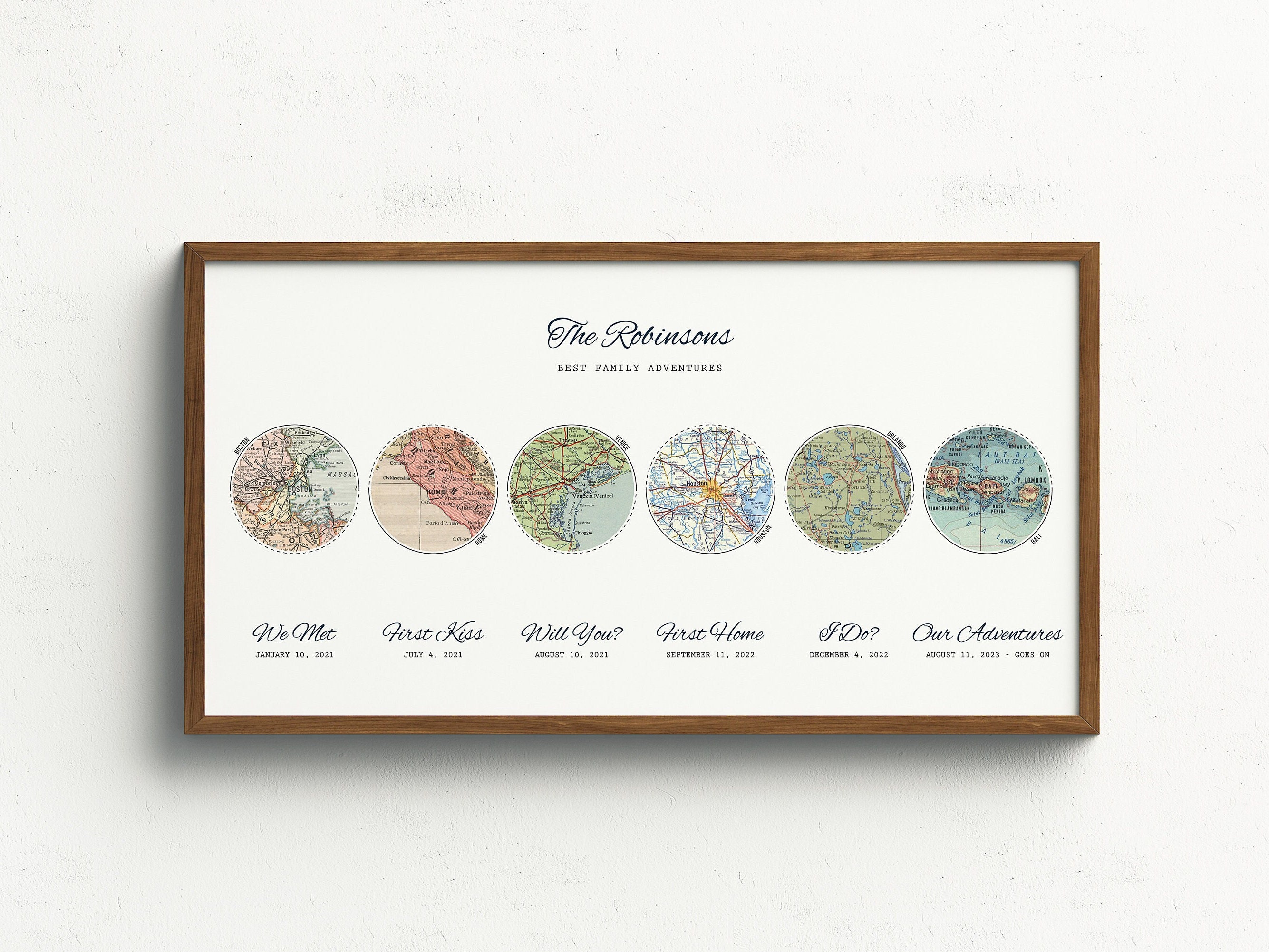 6 Locations Couple Travel Map Prints | Personalized Travel Map Poster ...