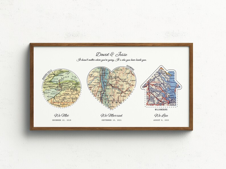Personalized Couples Travel Map Art, Unique Wedding, Engagement ...