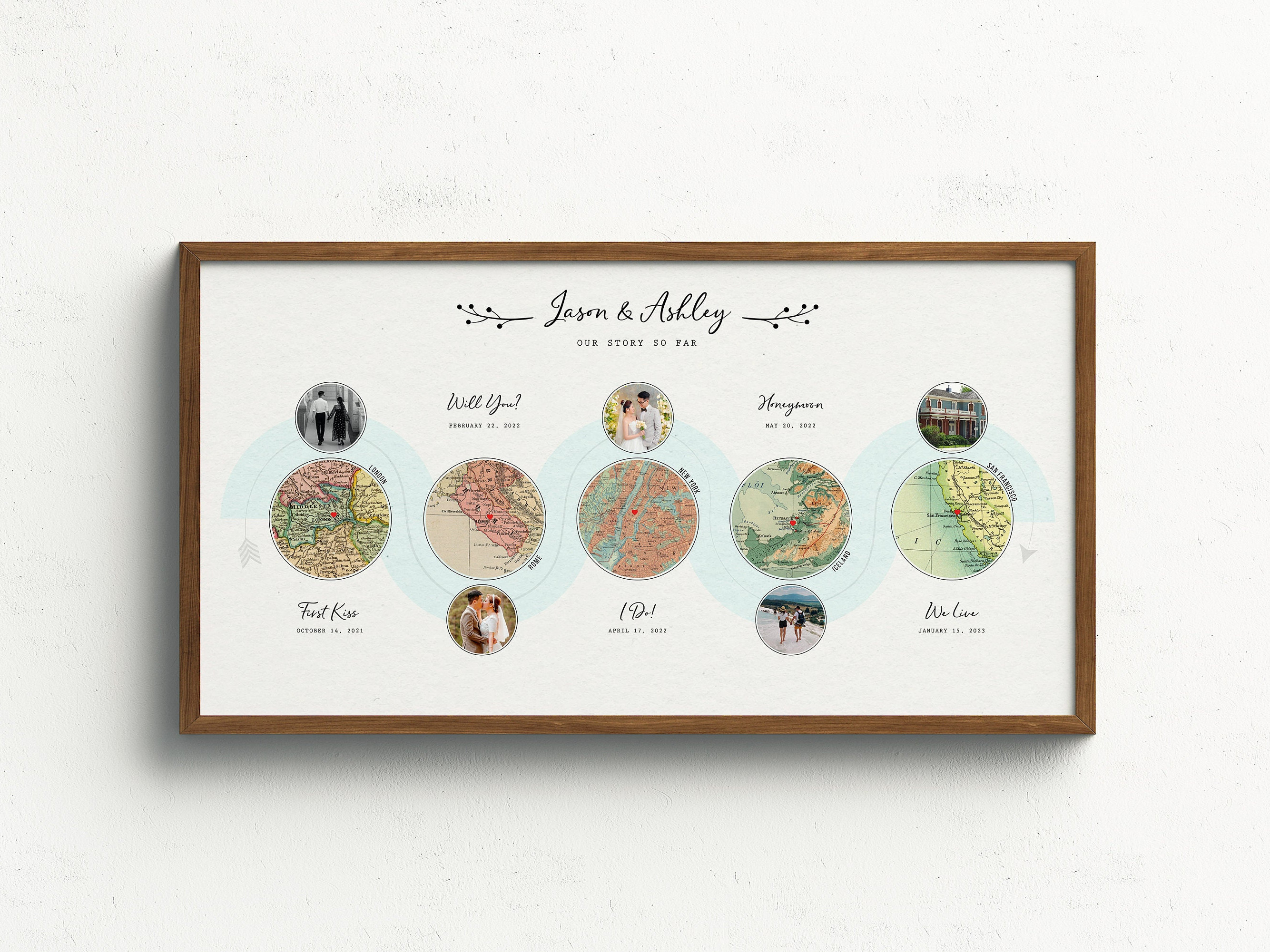 Where We Met Map | Where It All Began | Engaged Map Print | Married Map ...
