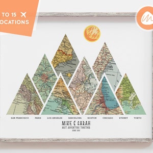 Custom Travel Map Anniversary Map Memories Anniversary Gift Mountain ...