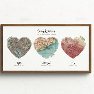 6 Locations Couple Travel Map Prints | Personalized Travel Map Poster ...