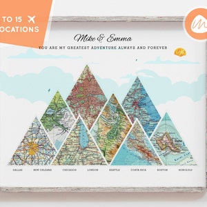 Custom Travel Map Anniversary Map Memories Anniversary Gift Mountain ...