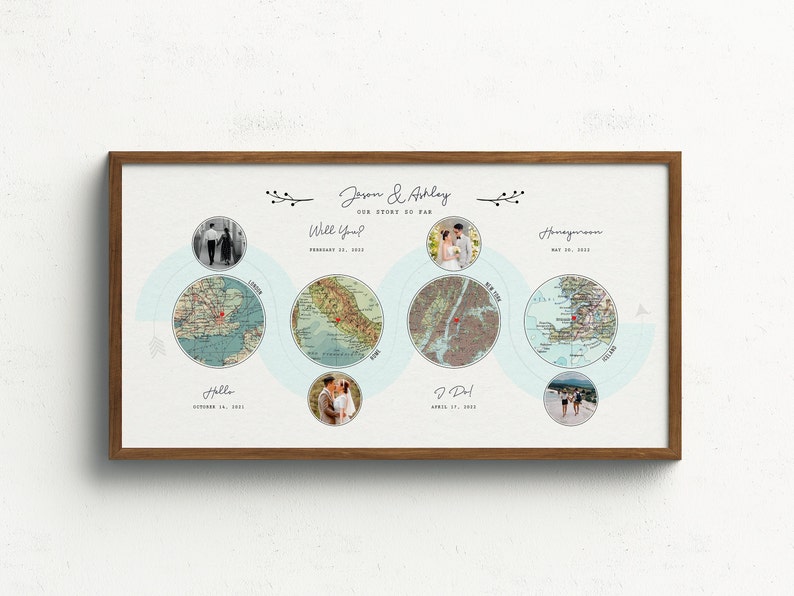 Family Travel Maps | Our Story so Far Map Prints | Met Engaged Married ...