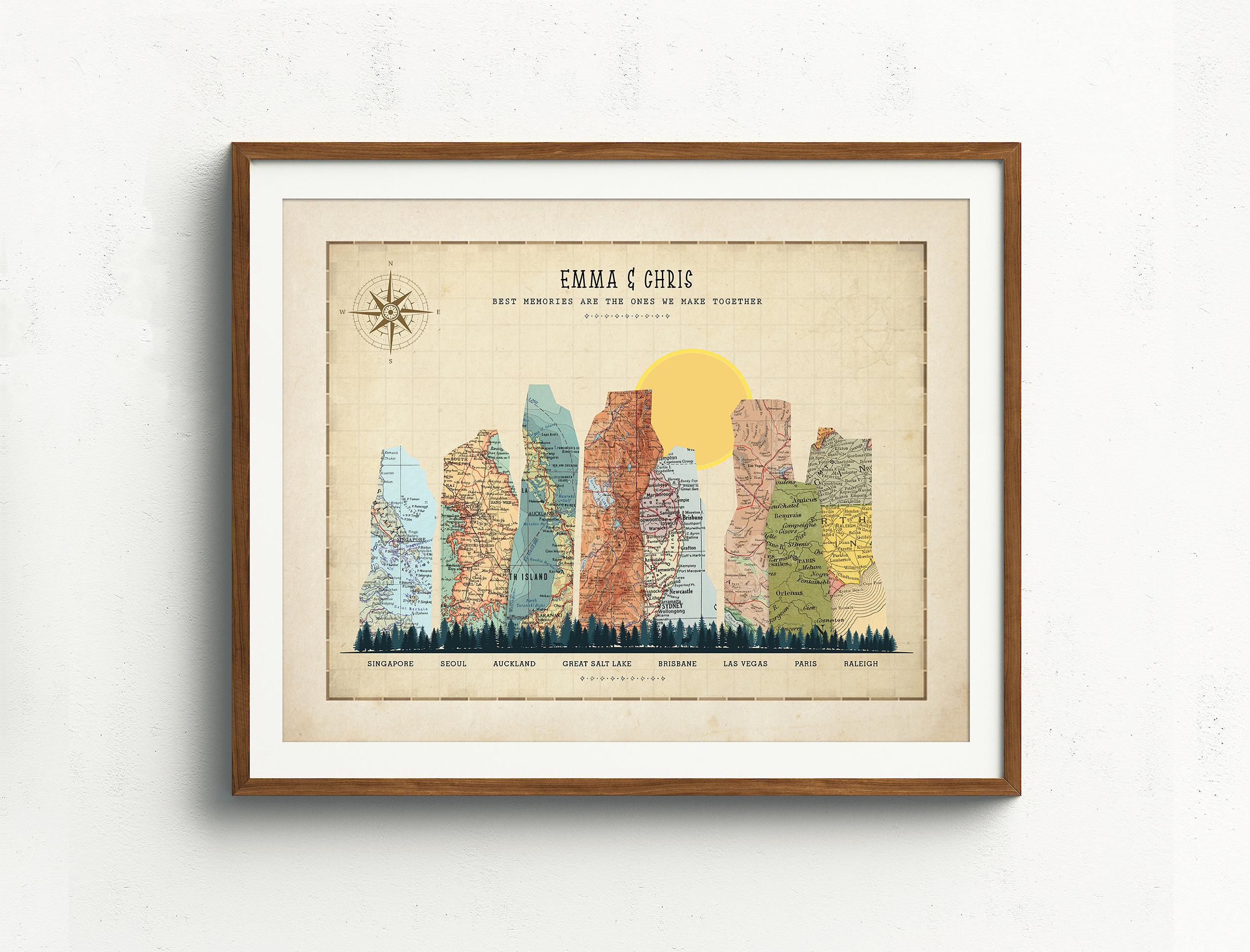 Personalized World Adventure Travel Map, Customized Anniversary Gifts ...