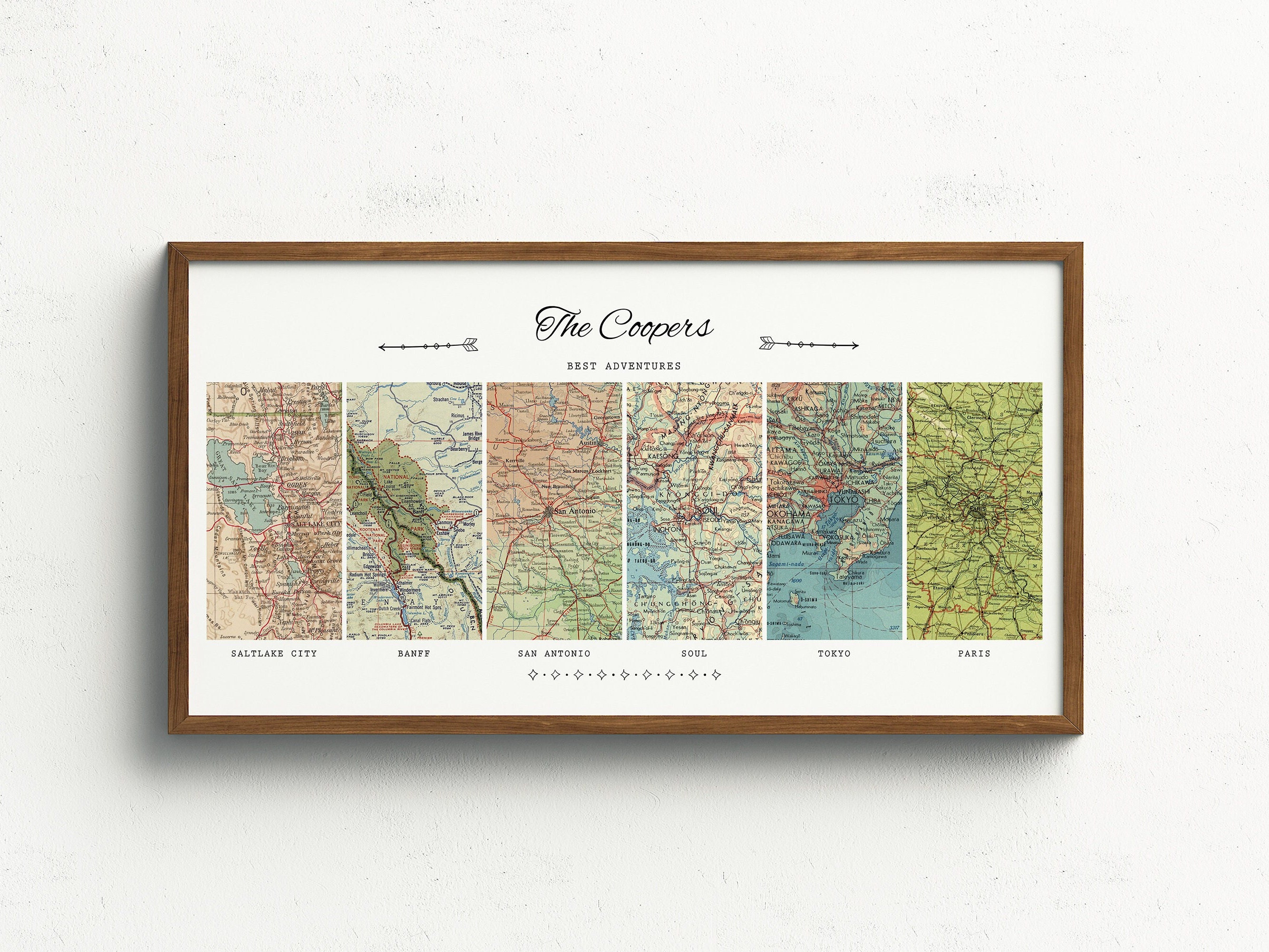 Personalized Photo Map Print 6 Locations, Anniversary Gift Map Gift ...