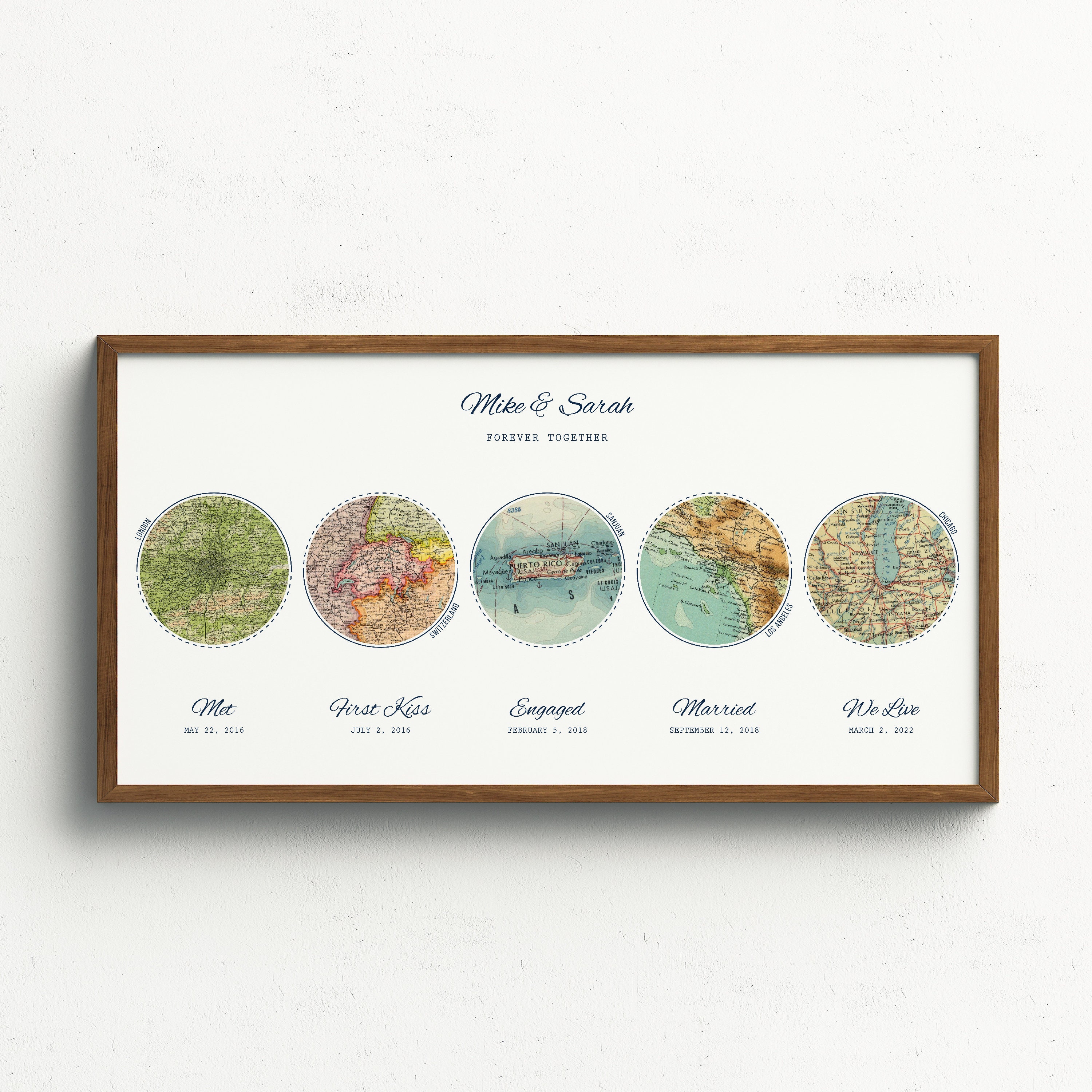 1-10 Personalized Couple Maps Anniversary Gift for Couples - Etsy