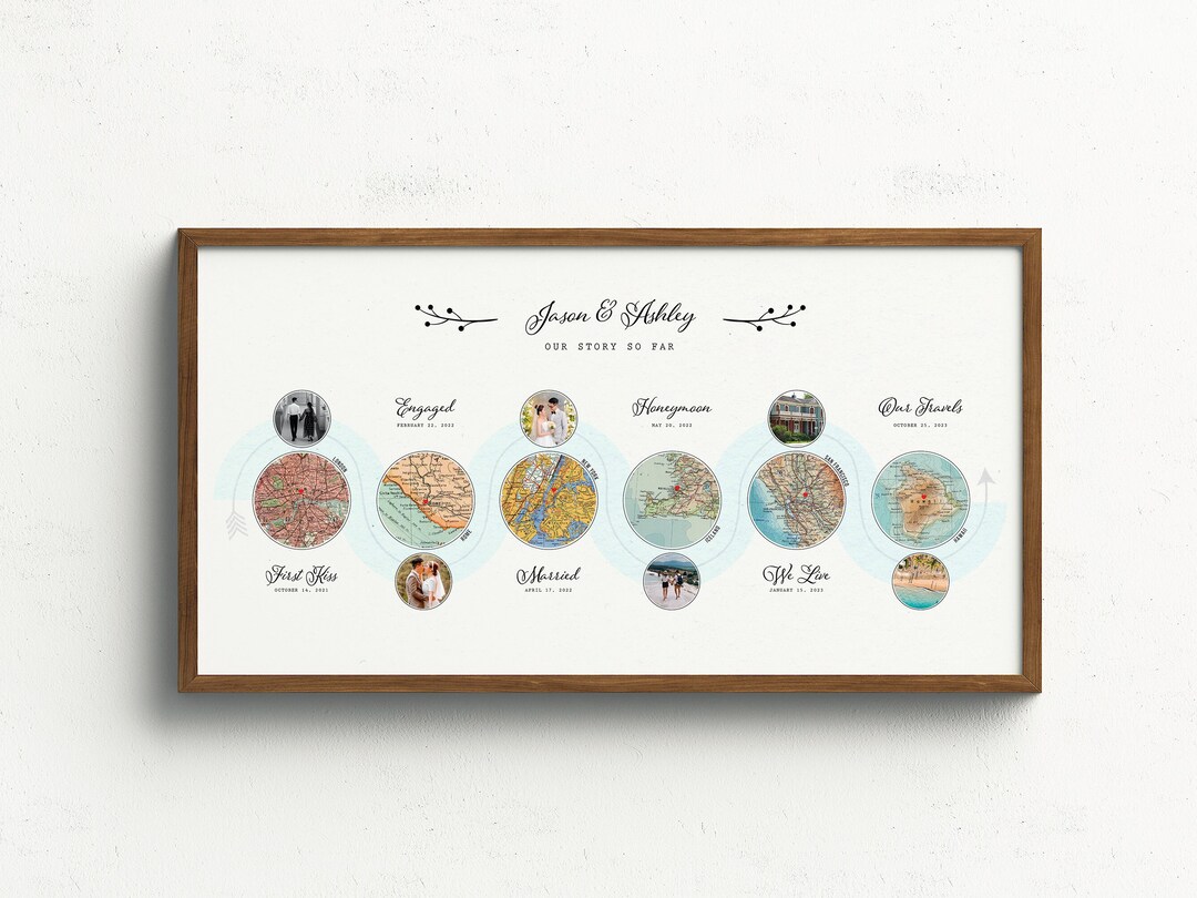 Christmas Gift for Couple, Travel Map Pints for Couple, Christmas Gift ...