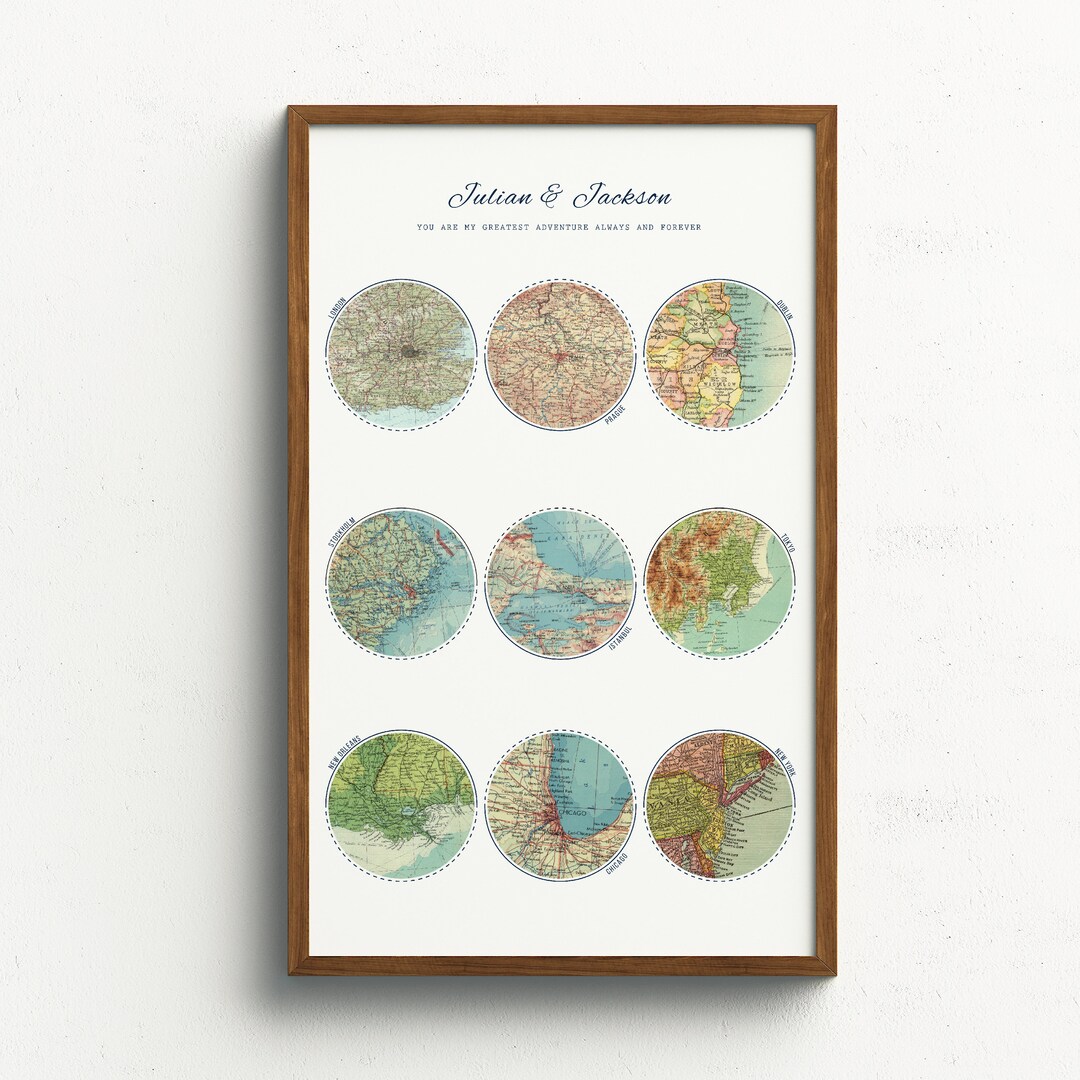 10 Location Maps, Unique Birthday Gift for Dad, Fathers Day Gift From ...