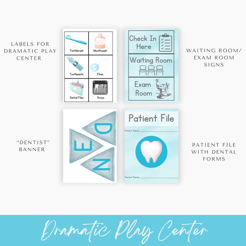 Dentist Office Dramatic Play Printables, Preschool Learning (digital ...