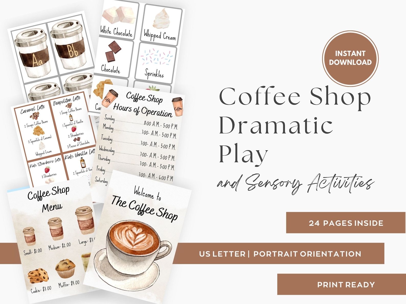 Coffee Shop Dramatic Play Center and Activities DIGITAL - Etsy
