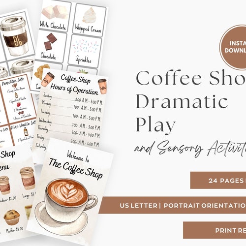 Coffee Shop Dramatic Play Center and Activities DIGITAL - Etsy