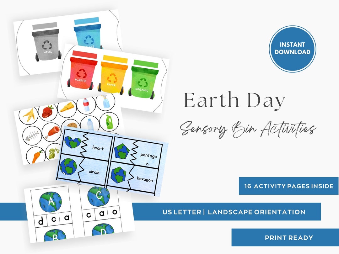 Earth Day Sensory Bin Activities Sensory Bin Insert Sorting - Etsy