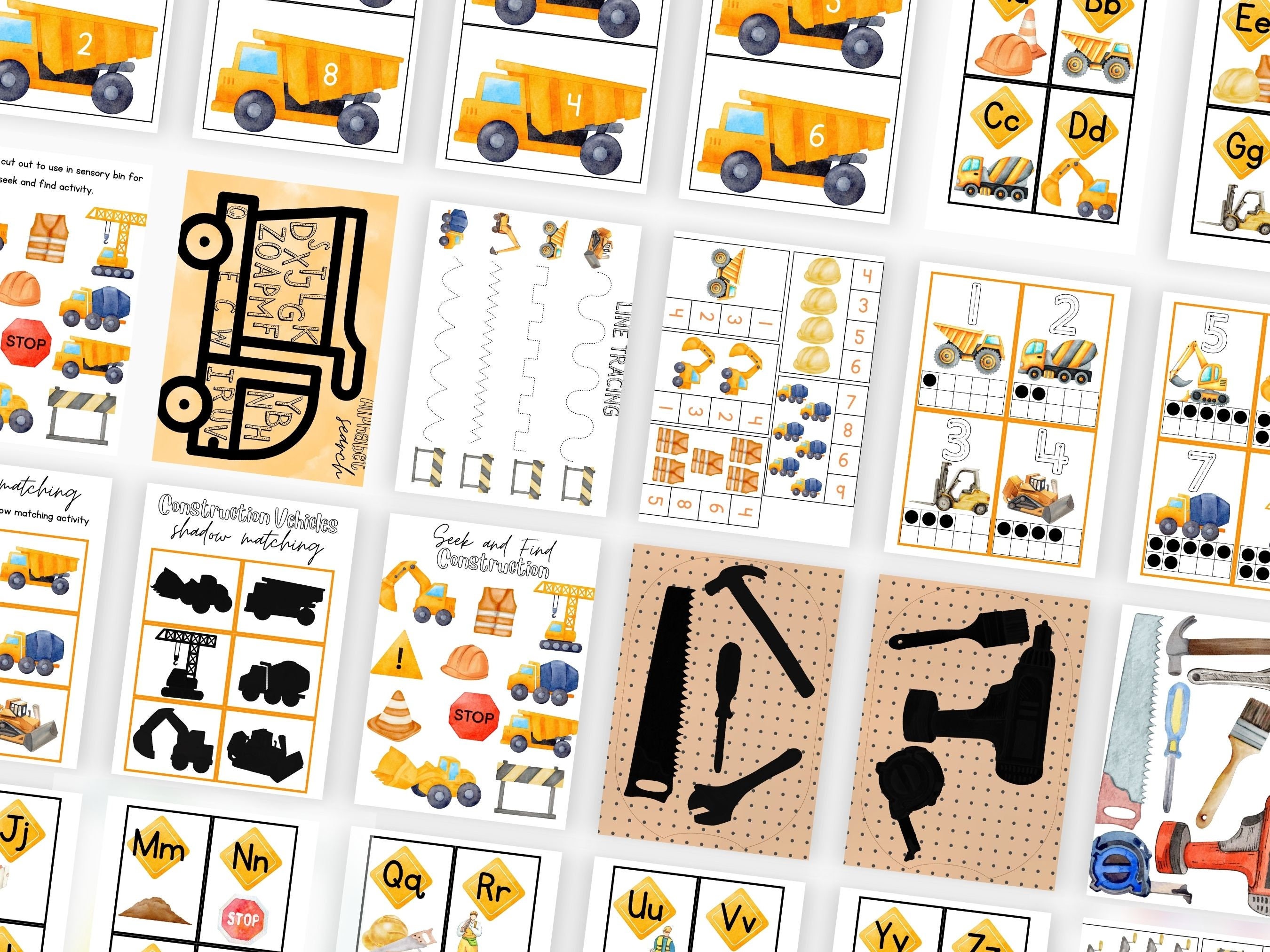 Construction Themed Bundle, Preschool Printables, Construction ...